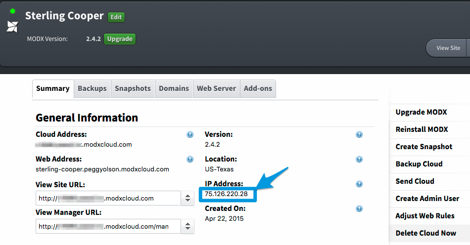 Manage Domains – MODX Cloud Support
